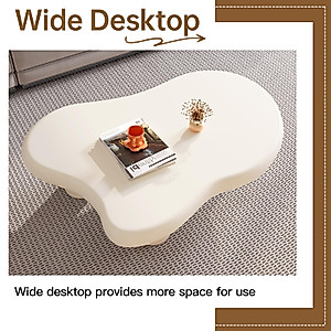 Guyii Cloud Coffee Table, Black Coffee Table for Living Room, Cartoon Irregular Indoor Tea Table, Modern End Table with 3 Legs (White, 41.02 Inch)