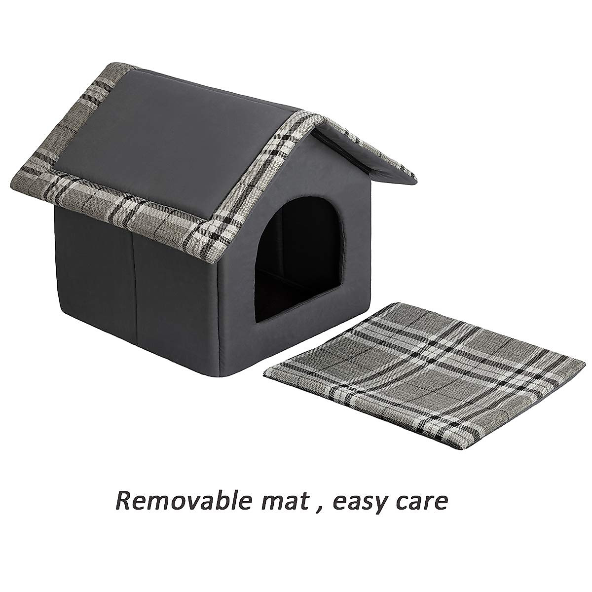Hollypet Cozy Pet Bed Warm Cave Nest Sleeping Bed Puppy House for Cats and Small Dogs, Gray