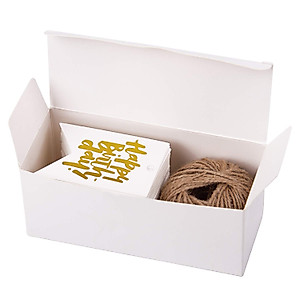 WRAPAHOLIC Gift Tags with String - 100PCS White Kraft Happy Birthday Paper Tags with 100 Feet Natural Jute Twine for Wedding, Baby Shower, Party Favors