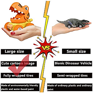 ZHFUYS Dinosaur Toy,Hand Press Push and Go Dino car Toy for 3+ Year Old boy & Girl Gift (Wheel Color Random)