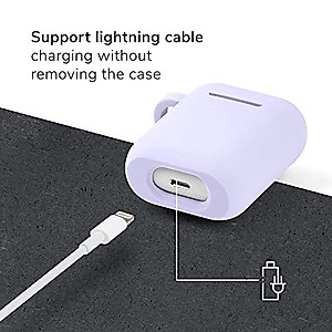 GMYLE Airpods Case Cover with Keychain, [Front LED Visible] Silicone Full Protective Wireless Charging Airpods Case Cover Skin Accessories kit Set Compatible for Apple AirPods 2 & 1 – Lavender Purple
