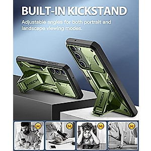 Tongate for Samsung Galaxy S23 Case with Sliding Camera Cover & Screen Protector, [10FT Military Drop Protection] Rugged Shockproof Phone Case for Galaxy S23 with Kickstand Case, Green