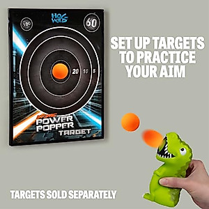 Hog Wild T-Rex Ball Popper Toy - Includes 4 Soft Foam Balls - Squeeze to Pop Air Powered Balls Up to 20 Feet - Launcher Safe for Indoor/Outdoor Play - Party Favor Gift for Kids, Girls, Boys Ages 5+