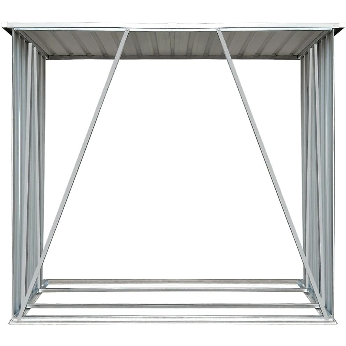 vidaXL Garden Firewood Storage Shed- Galvanized Steel Green Log Shed- Compact Outdoor Wood Storage Solution- 64.2"x32.7"x60.6"- Durable and Easy to Assemble