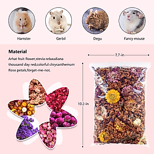 Sysmashing Hamster Bedding, Natural Hamster Bedding, Flowers and Cereals, Enclosure Decoration for House cage Habitat, for Gerbils Mouse Rat Lemming Degus Guinea Pig,Small Animal Bedding Pets