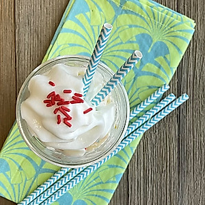 Gender Reveal Paper Straws - Blue Pink White Chevron - 50 Pack