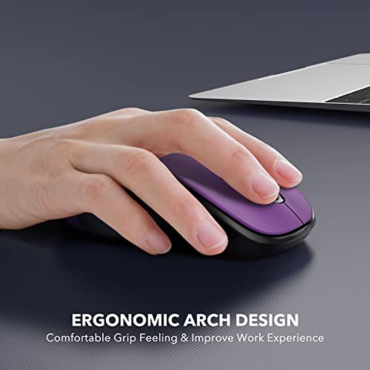 Deeliva Wireless Mouse, Computer Mouse Wireless 2.4G USB Cordless Mouse with 3 Adjustable DPI, 6 Buttons, Ergonomic Portable Silent Mice for Laptop PC Computer Chromebook (Purple)