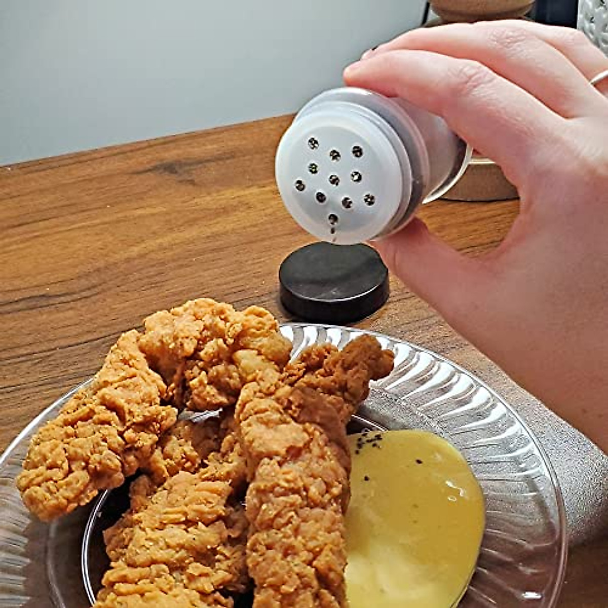 Cornucopia Mini Plastic Spice Jars w/Sifters (12-Pack, Black); 2 Tablespoon Capacity (1 Fluid Ounce) Spice Bottles for Travel, Glitter, Gifts, Favors