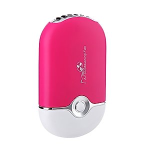 ThreeH Portable Mini Personal Fan Handheld USB Rechargeable Bladeless Air Conditioner Mute Electric Built-in Li-ion Battery Powered Desk Cooling Fan H-F015Pink