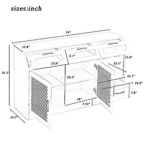 Voohek Farmhouse Buffet Cabinet with Storage, Kitchen Sideboard Multifunctional with Drawers and Door Shelves, Extra Large, White