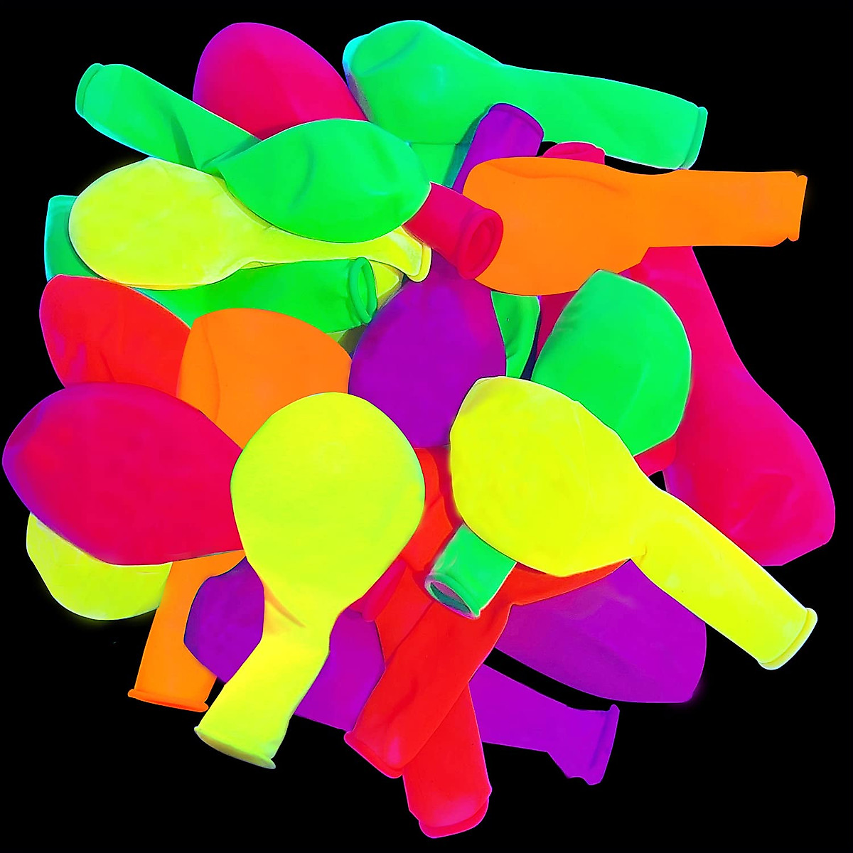 12inch Neon UV Balloons for Blacklight Parties - 5 Bright Colors