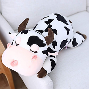 Jensquaify Cow Pillow, Cow Stuffed Animals Plush Toys Gifts for Kids, 23.6"