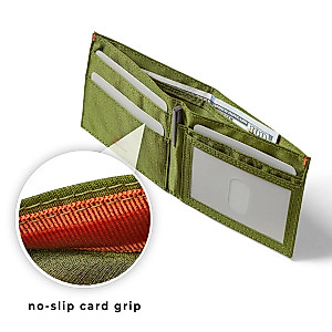 Allett Nylon Front Pocket ID Wallet, Cala Green | Vegan Front Pocket Bifold | Made With Moisture Wicking Nylon | Holds Up +/- 12 Cards