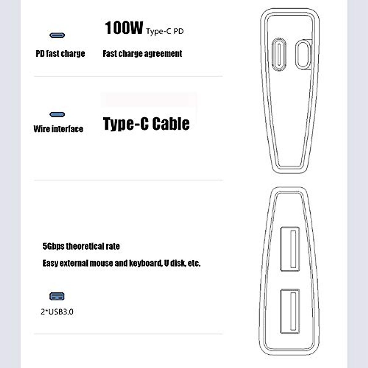 XUNMAIFHB Portable Docking Station,10 in 1 Type-c hub Docking Station HDIM+VGA HD Converter Notebook USB-c Docking Station TF&SD、RJ45 Fast Transmission