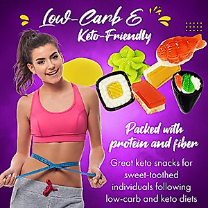 Fusion Select 2 Packs 22 Pieces Keto-Friendly Sushi Bento Gummies - Healthy Low Carb Sugar Free Snack Candies - Chewy Bites Sweetened with Allulose - Desserts High in Protein & Fiber - Total 44 Pieces
