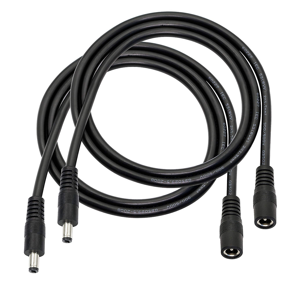 GINTOOYUN DC Power Extension Cable，DC 5.5mm x 2.1mm Male to Female Power Adapter Cable，3FT 18AWG Heavy Duty Cord for 12V CCTV Wireless IP Camera,LED,Car,More.-2PCS