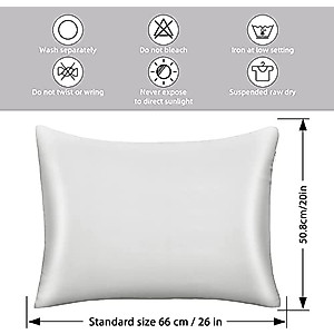 Phencaser Satin Bed Pillowcase, Both Side Silky Soft Standard Size Satin Pillowcases for Hair and Skin, Bed Pillow Covers with Hidden Zipper, Pillow Protector, Pack of 1 Piece (Standard, White)