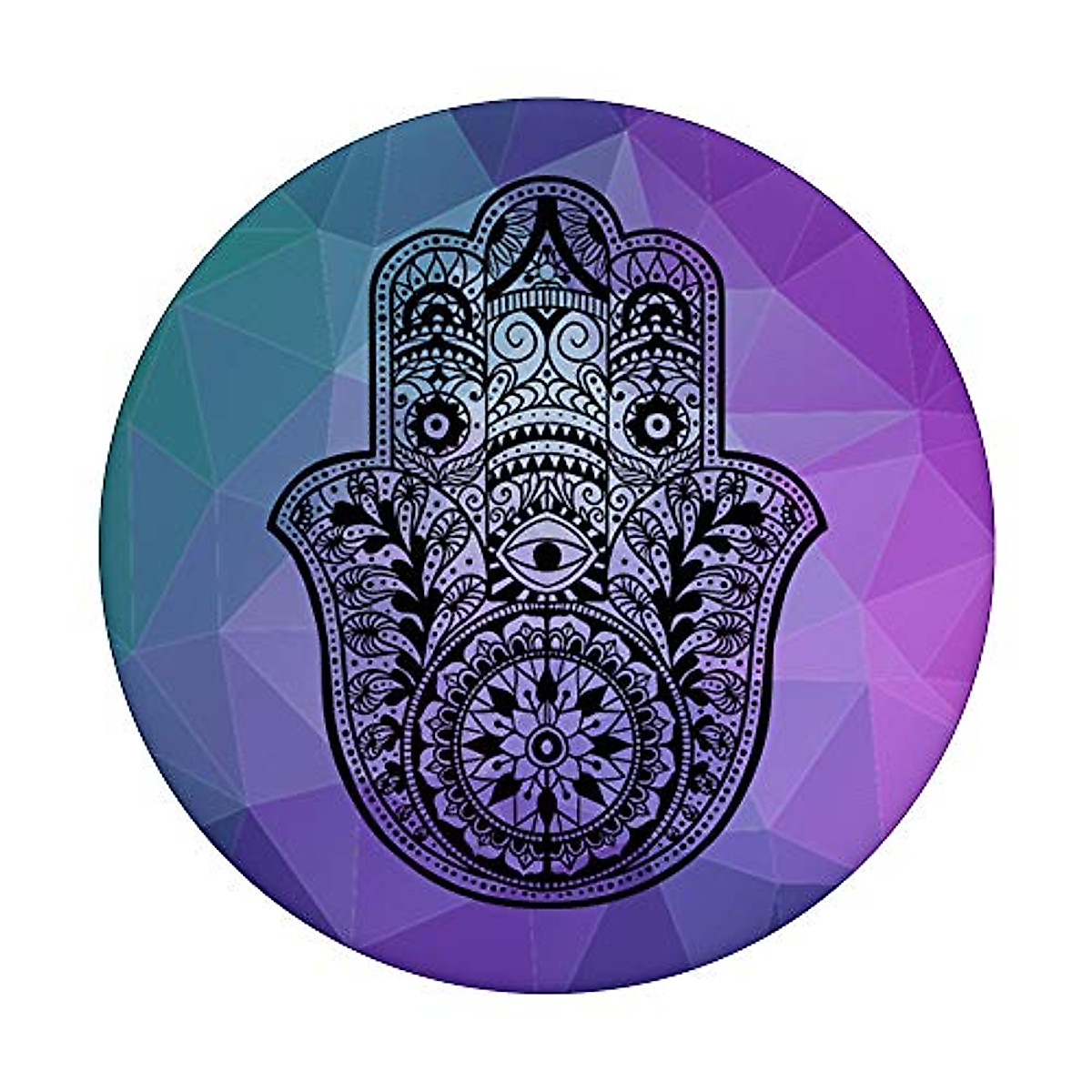 Black Hamsa Hand of Fatima Teal Purple Polygon PopSockets Swappable PopGrip