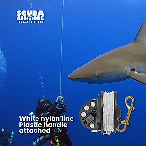 Scuba Choice Scuba Diving Compact Finger Spool with Plastic Handle, 100', White Line
