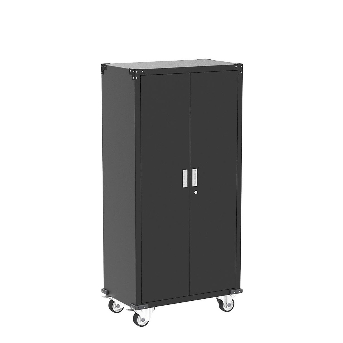 Aobabo 72 Inches Metal Garage Storage Cabinet with Wheels, Locking Metal Storage Cabinet with 4Shelves, Rolling Tool Storage Cabinet on Wheels, Assembly Required,Black