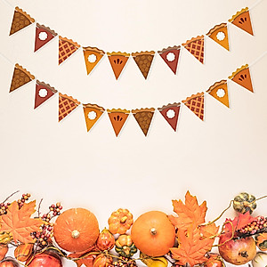 VILIFEVER Pumpkin Pie Banner Thanksgiving Decorations, Pie Slices Bunting, Thanksgiving Banner, Fall Party Decor Harvest Home Mantel Decorations Party Supplies