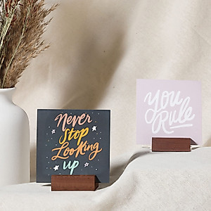 UNIQOOO 20 Pack Place Card Holders | Rustic Walnut Wood Escort Cards Display Stands | Table Number Sign Stand | Photo Stand | Perfect for Retail Shop Cafe Home Wedding Dinner Party Events Decoration