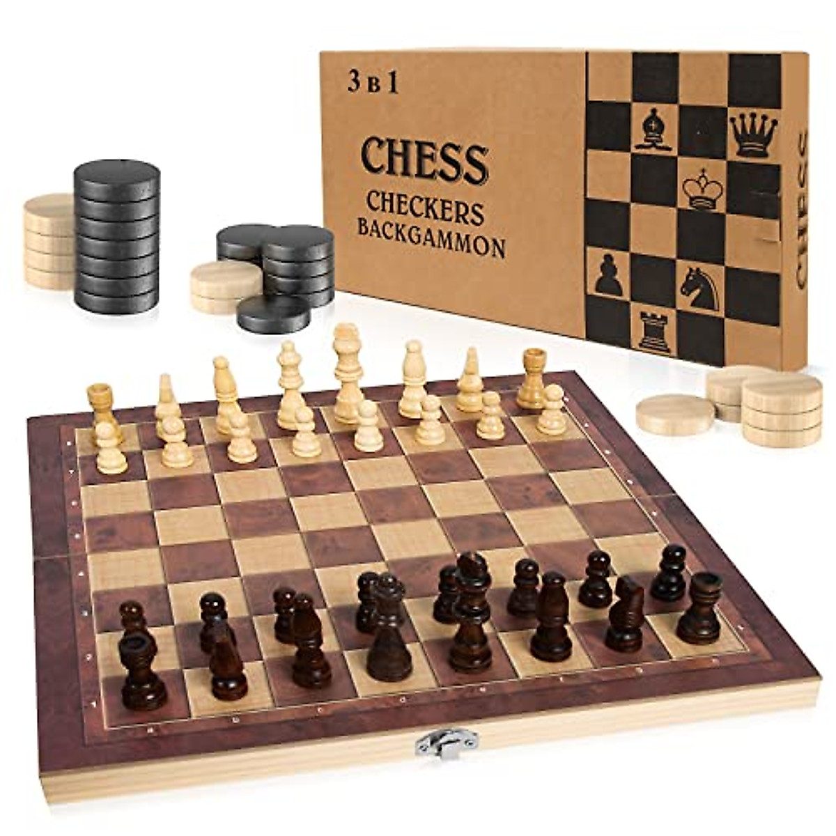 Wooden Chess Set, Chess Sets for Adults Chess Board Set Checkers Board Game - Chess Set for Kids Board Games Travel Chess Set Checkers Game for Kids Chess Sets for Kids