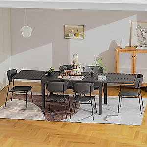 Domi 59" - 89" Expandable Patio Dining Table - Aluminum, Adjustable, Smooth-Sliding, Outdoor Furniture for 6-8 Person, Ideal for Backyard, Porch, Deck, Garden - Dark Brown,