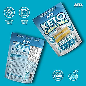ANS Performance Keto Cake Mix - Low Carb Keto Baking Mix - Vanilla Zero Added Sugar - Naturally Sweetened - Gluten-Free Treat - Vegetarian Friendly
