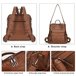 Artwell Backpack Purse for Women Fashion PU Leather Designer Travel Large Ladies Shoulder Bags Tote Tassel Rucksack (Brown)