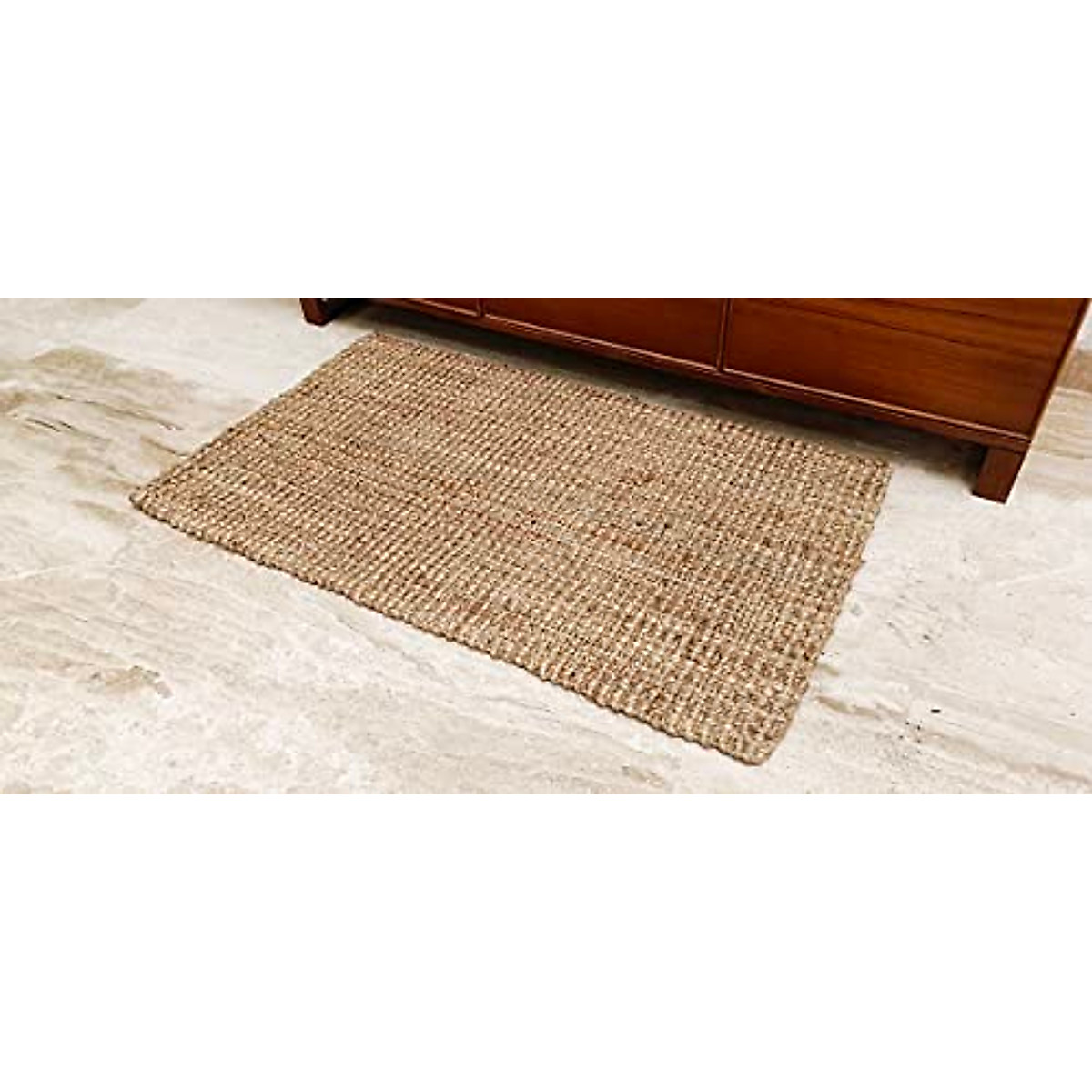 Natural Jute Boucle 2x3' Doormat, Hand Woven & Reversible for Living Room Kitchen Entryway Rug, Jute Burlap Braided Rag Rug, Farmhouse Rag Rug, Rustic Rug, Natural Look Rug