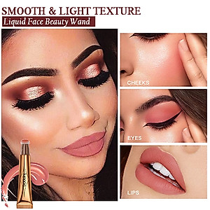 Aaiffey Cream Contour Beauty Wand,Highlighter Contour Blush With Cushion Applicator,Liquid Face Bronzer Makeup Wand Blendable Super Silky Cream Contour Stick Set Long Lasting Natural 3Pcs (Contour+Highlighter+Blush)