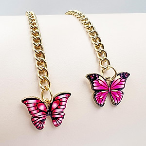 Velaco 4 PCS Butterfly Initial Letter Straw Covers and Butterfly Charm Accessories with Chains for Stanley 20 30 40 oz Tumbler with Handle