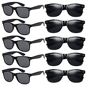 Eyegla Wholesale Black Sunglasses Bulk for Adults Party Favors 80s Glasses Men Women Classic Shades 10 PACK