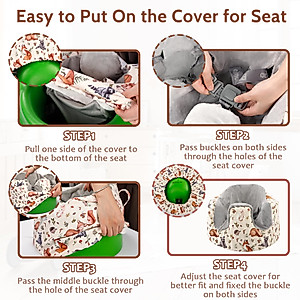 Baby Seat Cover Compatible with Bumbo Seat, Soft Comfortable Seat Cover for Baby Girl Boy, Breathable Removable Cover for Baby Seat, Machine Washable, Watercolor Animal