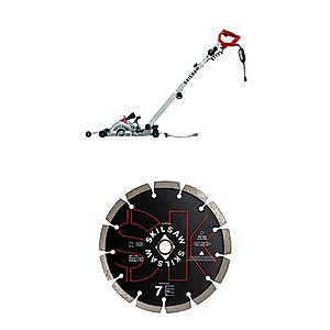 SKIL 7" Walk Behind Worm Drive Skilsaw for Concrete with Segmented Diamond Saw Blade (SPT79A-10 & SPT4004)