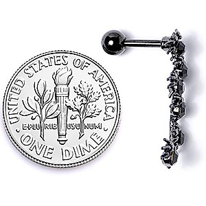 Body Candy 16G Womens 6mm Black PVD Steel Clear Accent Spiders Cartilage Earring Helix Tragus Jewelry 1/4"