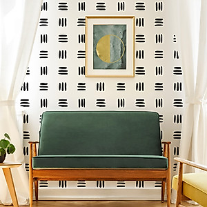 SHYJSHYJ 6 Pack 14'' Modern Herringbone Geometric Brick Hexagon Boho Lines Wall Stencils for Painting Large Pattern on Wall, Reusable Decorative Template for Scandinavian Painting Wall Décor