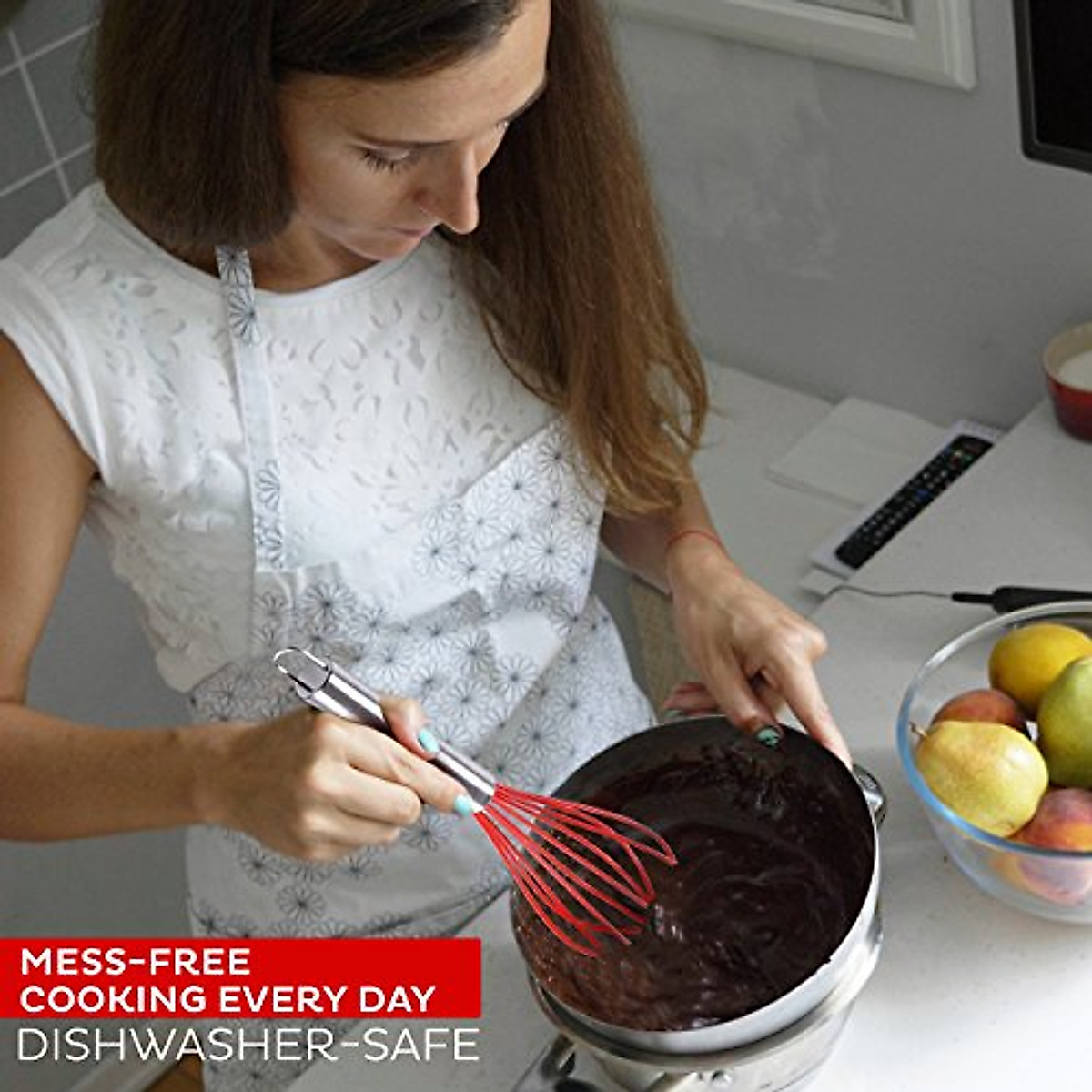 Silicone Whisk Set of 3 - Stainless Steel & Silicone Non-Stick Coating – Colored Balloon Egg Beater for Blending, Whisking, Beating, Frothing & Stirring (12-inch, 10-inch & 8.5-inch)