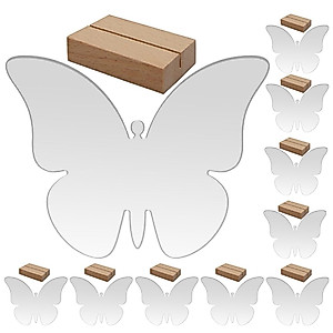 Gadpiparty 10 Sets Butterfly Shaped Clear Acrylic Place Cards Blank Wedding Signs Seating Cards with Holder Sublimation DIY Butterfly Table Number Decor Party Supplies