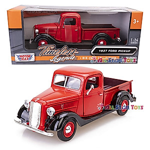 1937 Ford Pick Up Truck, Red With Black - Showcasts 73233 - 1/24 Scale Diecast Model Car by Motor Max