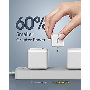 AOHI 65W PD USB C Charger, GaN+ Magcube Fast Wall Charger Power Adapter for iPhone 15/Plus/Pro/Pro Max,iPhone 14/Plus/Pro/12 Serise, Notebook MacBook Pro/Air, Galaxy S22/S21, White