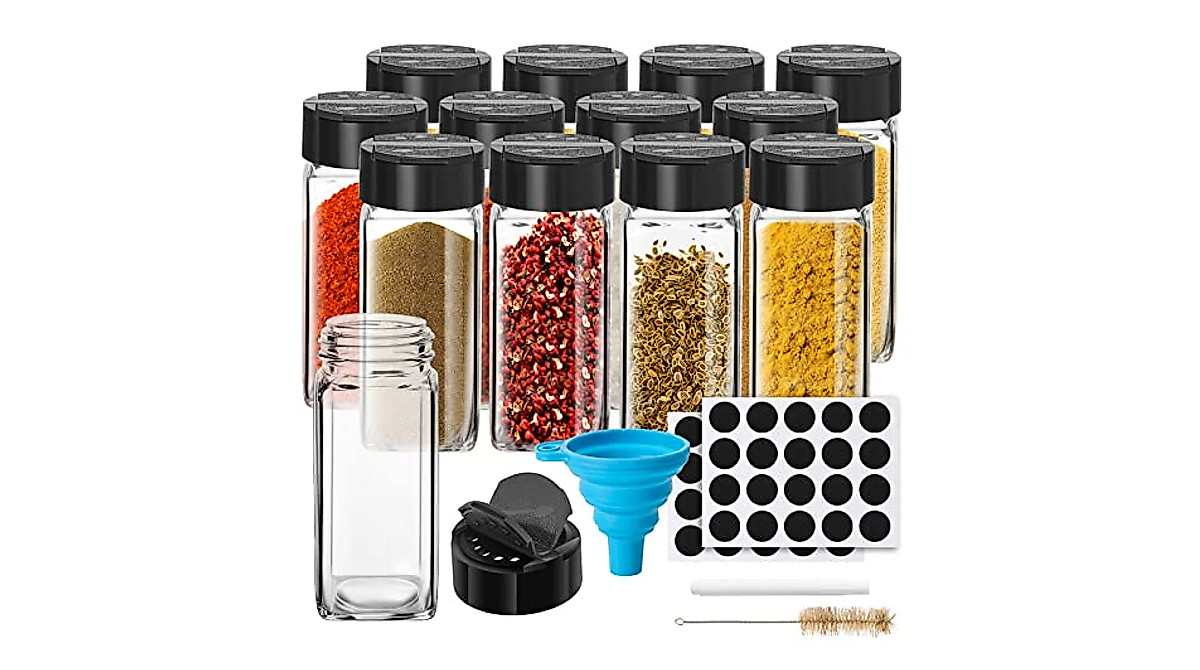 12 Pack Glass Spice Jars - Organize Your Spices Today