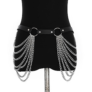Brishow Punk Waist Chain Belt Leather Layered Belly Body Chains Party Body Jewelry Accessories for Women and Girls