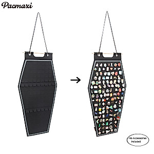 PACMAXI Hanging Brooch Pin Storage Organizer, Hexagon Style Enamel Lapel Pin Holder, Holds Up To 120 Pins(Black)