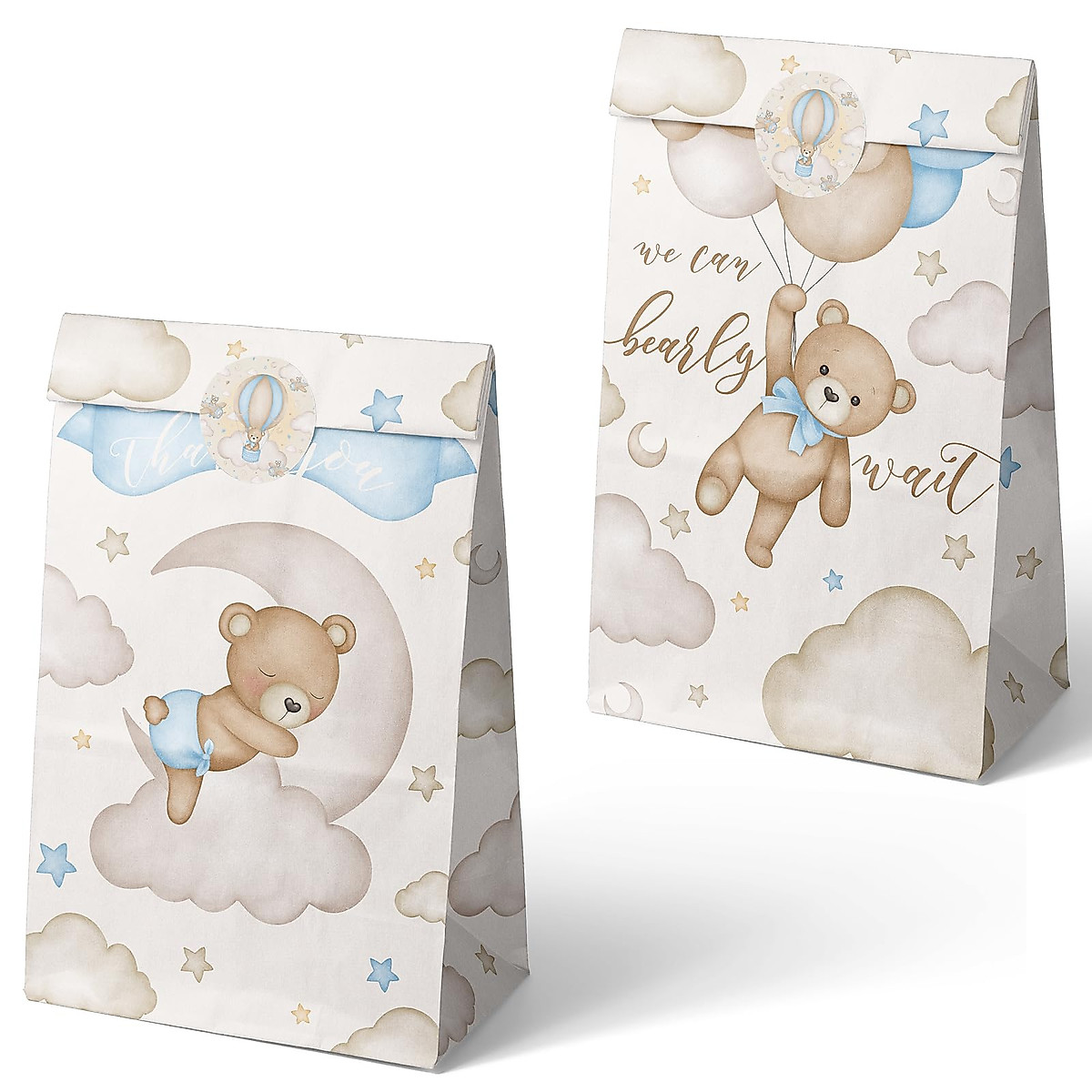 Outego 24 Teddy Bear Party Favor Bags Brown Bear Balloon Baby Shower Goodie Bags Balloon Bear Theme Baby Shower Bags Teddy Bear Baby Shower Decoration