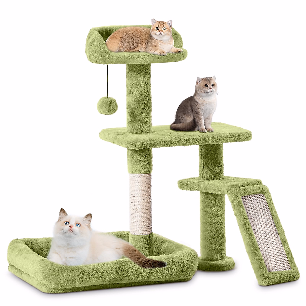 TSCOMON Cat Tree, 25 inch Small Cat Tower for Indoor Cats, with Sisal Scratching Post, Rotatable Base Cat Furniture Activity Center for Kittens Pet Play House