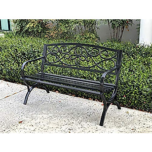 ABBLE 4 Ft. Steel Frame Outdoor Patio Garden Bench 2-Person Loveseats Outdoor Furniture Park Bench