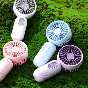 Rossesay 6 Pack Mini Portable Fan Bulk Cute Handheld Fan Lightweight Small Personal Eyelash Fan with 3 Speeds and USB Rechargeable Battery Operated for Outdoor Travel Camping(Multicolor)