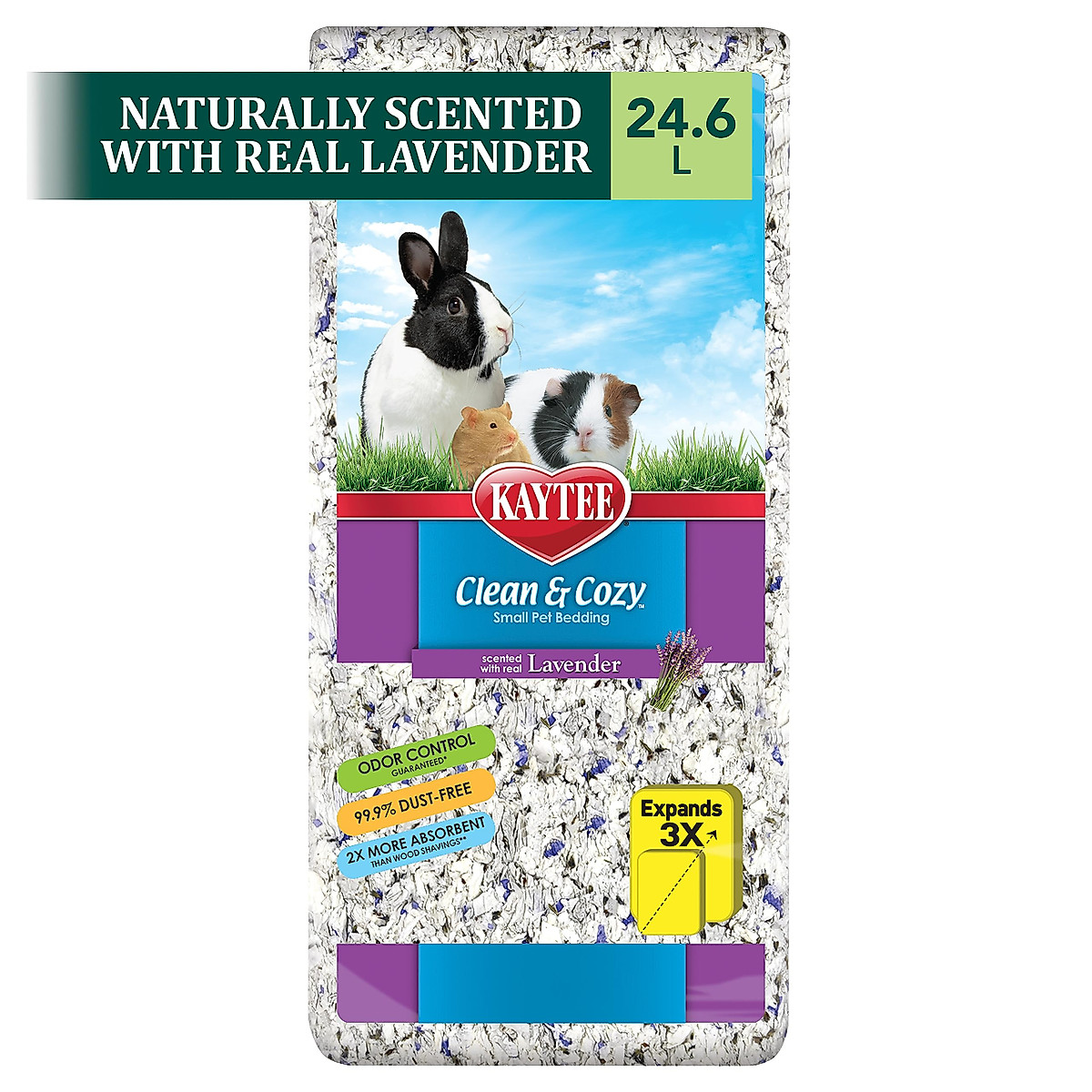 Kaytee Clean & Cozy Lavender Bedding For Pet Guinea Pigs, Rabbits, Hamsters, Gerbils, and Chinchillas, 24.6 Liters